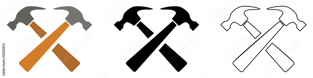 iron or metal hammer, engineering or crafting tool, repair hardware ...