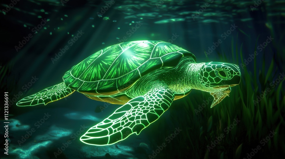 Underwater action of a majestic turtle swimming in ocean depths nature ...
