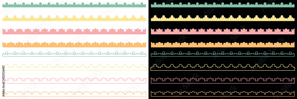 Cute scalloped Vibrant Border Design Patterns for Creative Projects ...