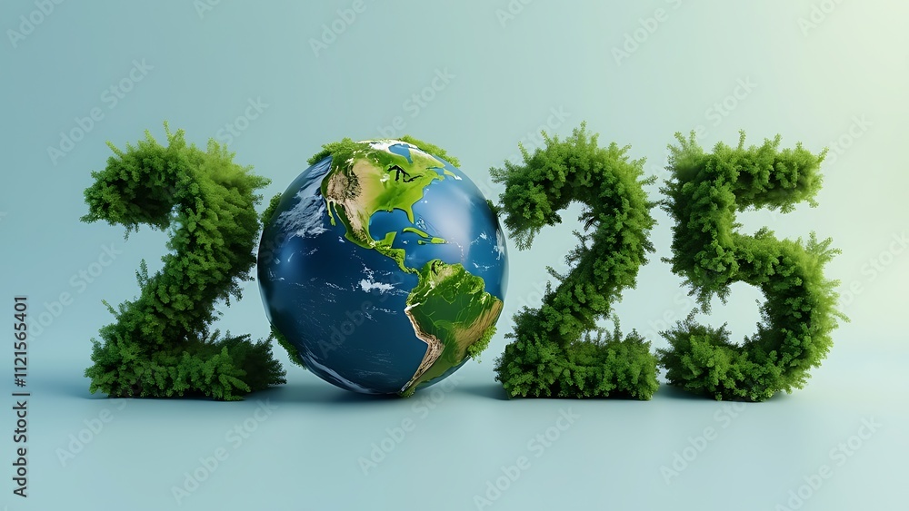 New Year 2025 green recycling and save our planet and earth environment ...