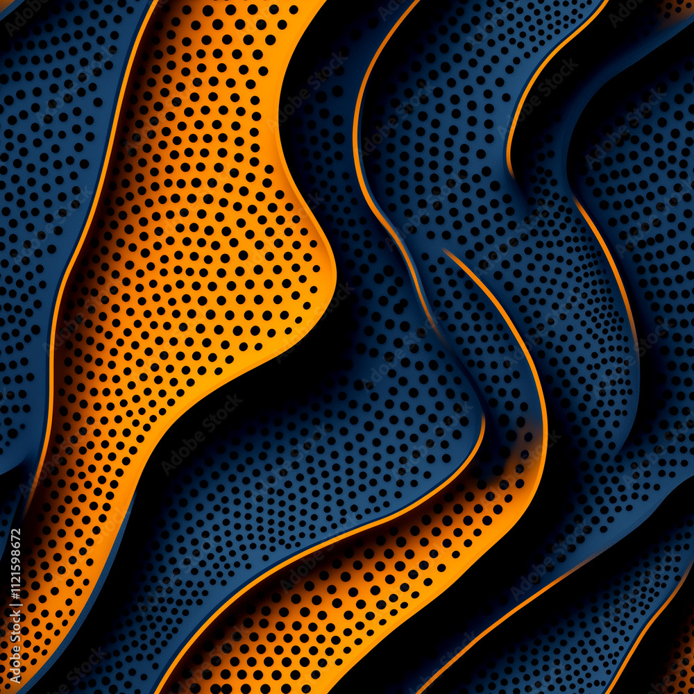 A blue and orange design with a lot of dots. The blue and orange colors ...