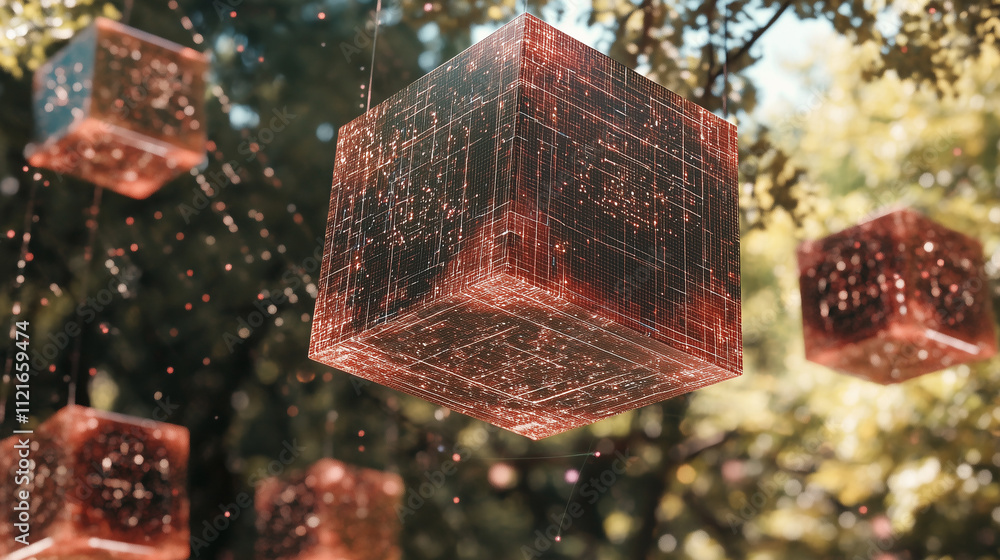 Photo & Art Print Infinite Chain: A never-ending chain of floating ...