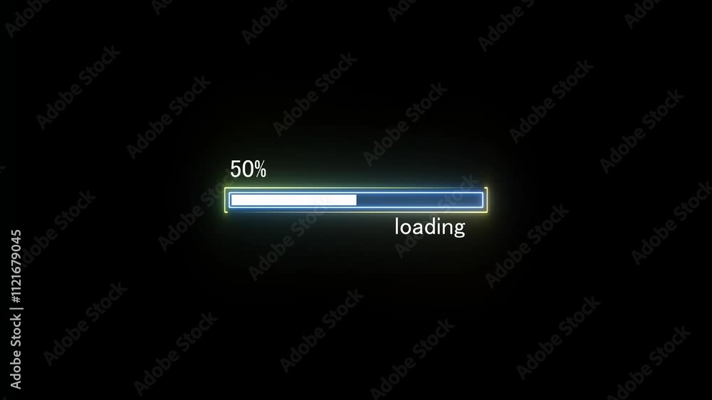 Neon loading bar icon animation. abstract glowing neon loading bar ...
