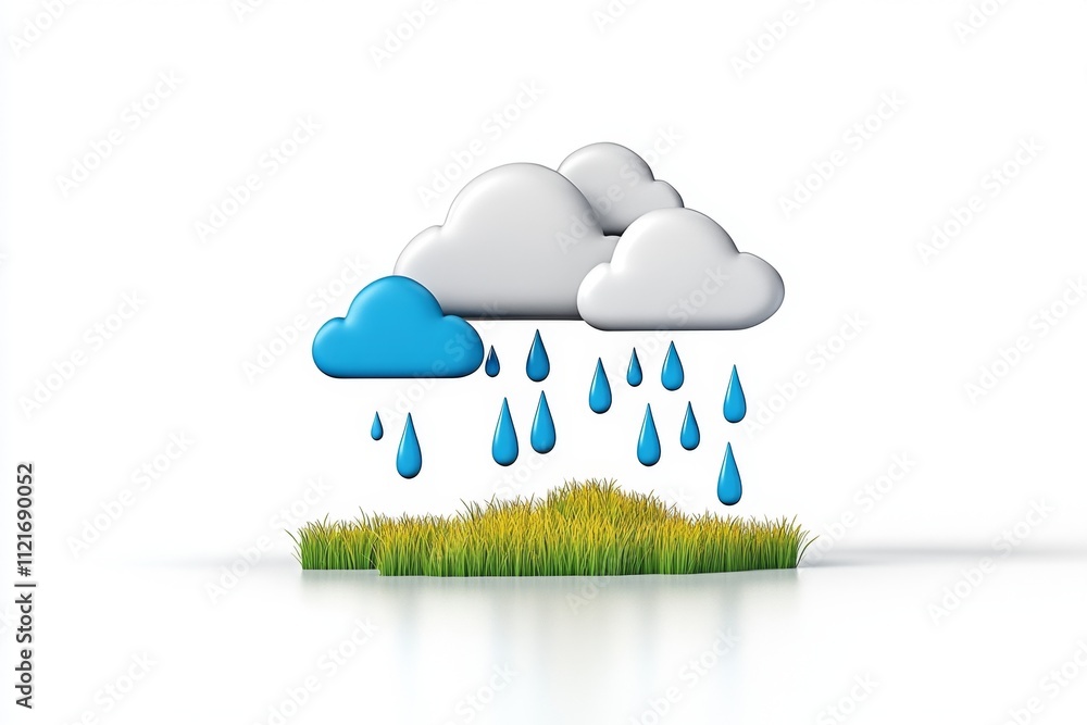 A playful 2D illustration of the water cycle with animated clouds and ...