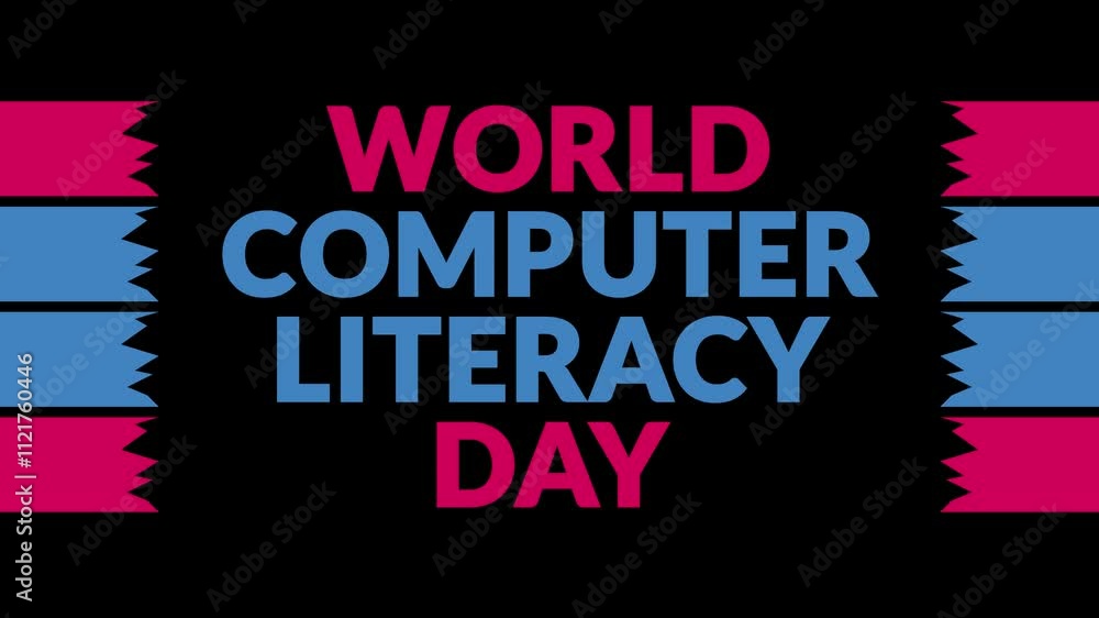 World Computer Literacy Day In and Out text from split line animation ...