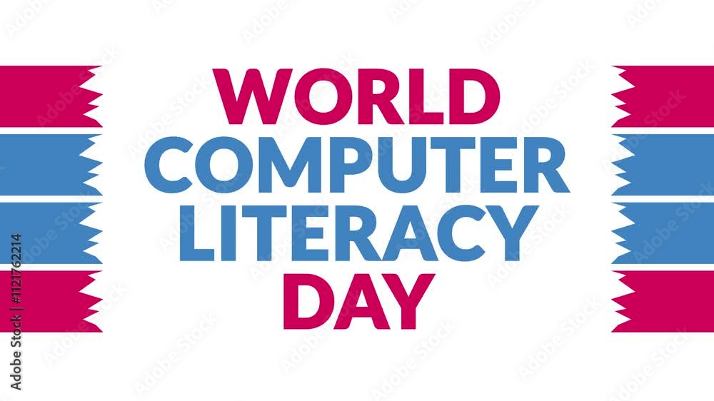 World Computer Literacy Day In and Out text from split line animation ...