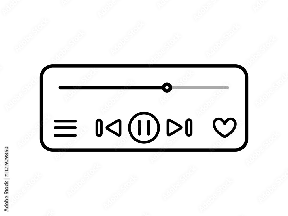 MusicPlayer. Audio Media Player Widget with Buttons and Song Duration ...