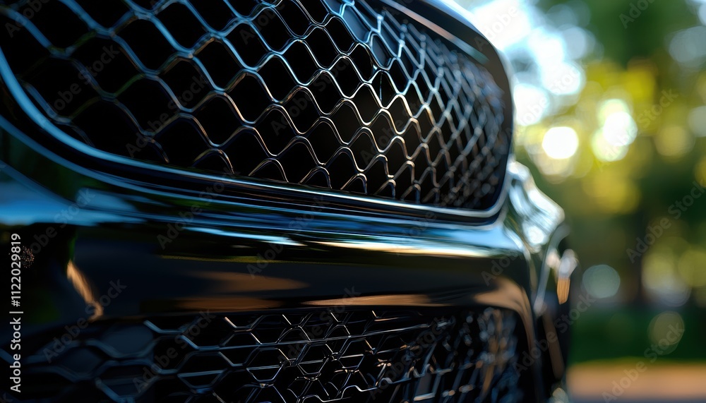 Chrome grille of a luxury car with reflective surfaces bold and modern ...