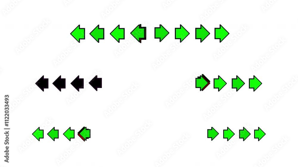 Retro Opposing Red Green Arrow Animation Pixel Art Style on a White ...