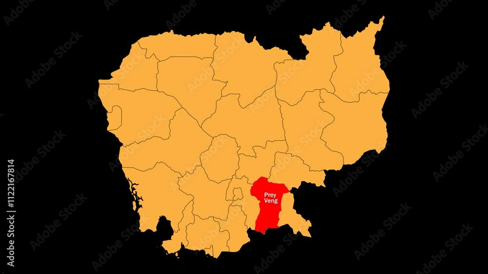 Prey Veng map animated video. The location is highlighted on the ...