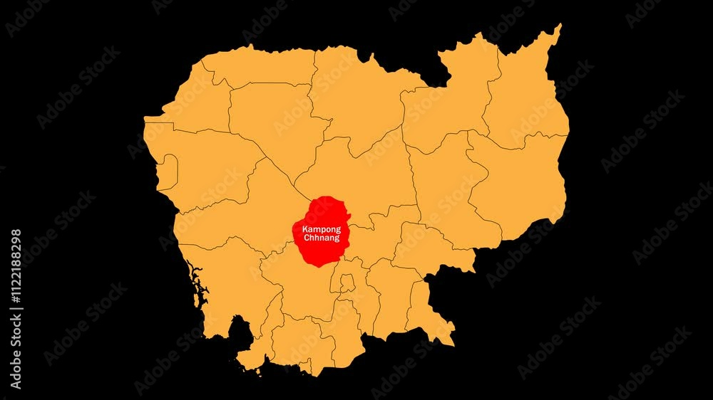Kampong Chhnang map animated video. The location is highlighted on the ...