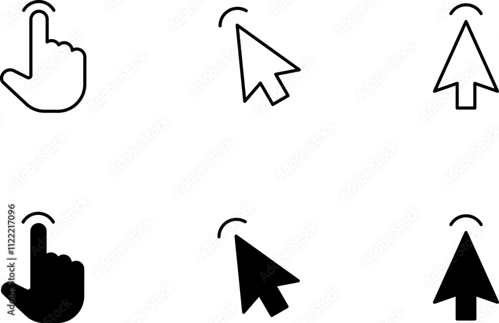Mouse click cursor and loading icon for web computer mobile app or ui design. Mouse pointer ...