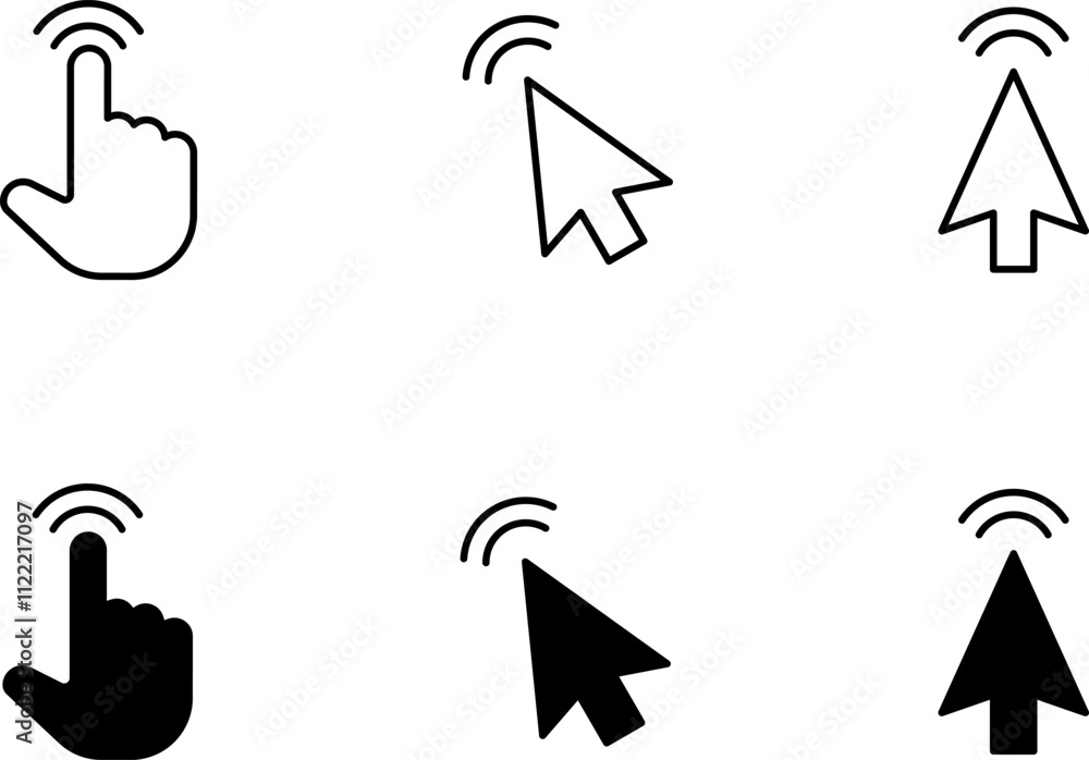 Mouse click cursor and loading icon for web computer mobile app or ui design. Mouse pointer ...