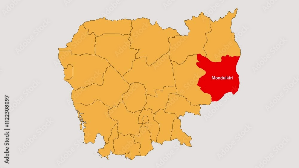 Mondulkiri map animated video. The location is highlighted on the ...