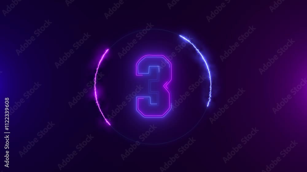 Countdown number countdown neon background with light streaks. for ...