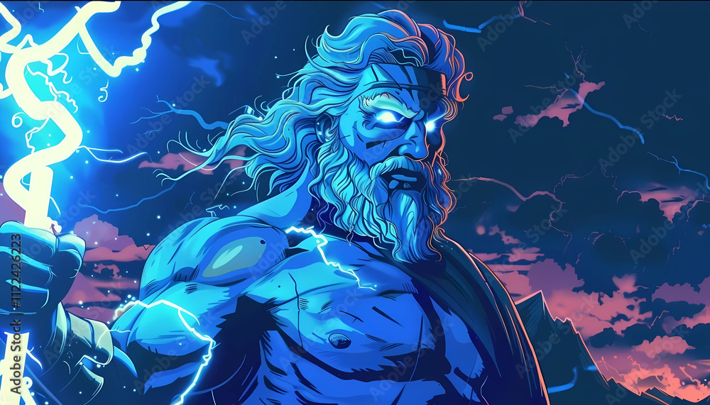 Zeus, King of the Gods: A powerful and imposing illustration of Zeus ...