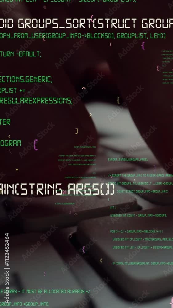 Creative visual of computer programming coding and software development shown by man working on ...