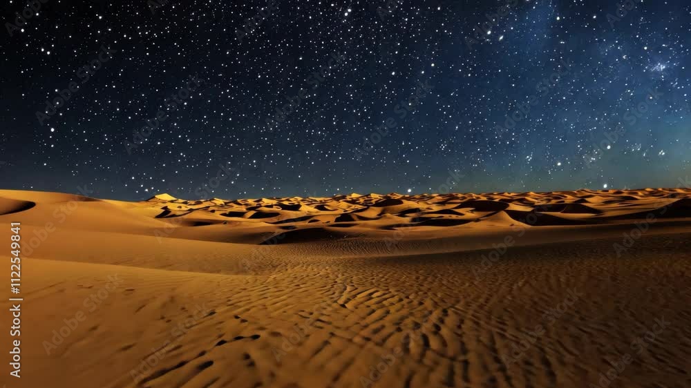 A vast desert landscape under a night sky filled with an abundance of ...