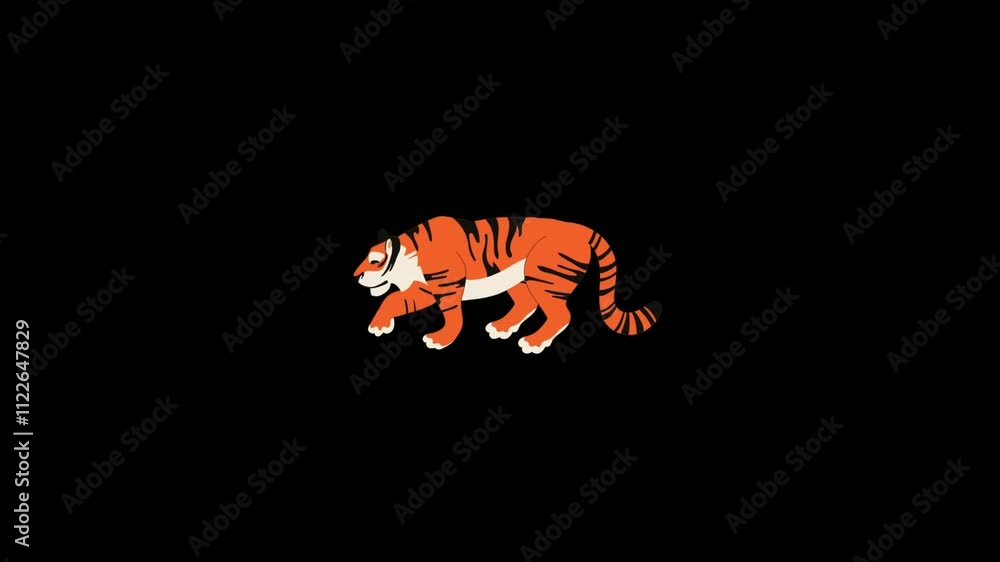 Tiger cartoon animation, tiger standing, tiger walking, tiger, tiger ...