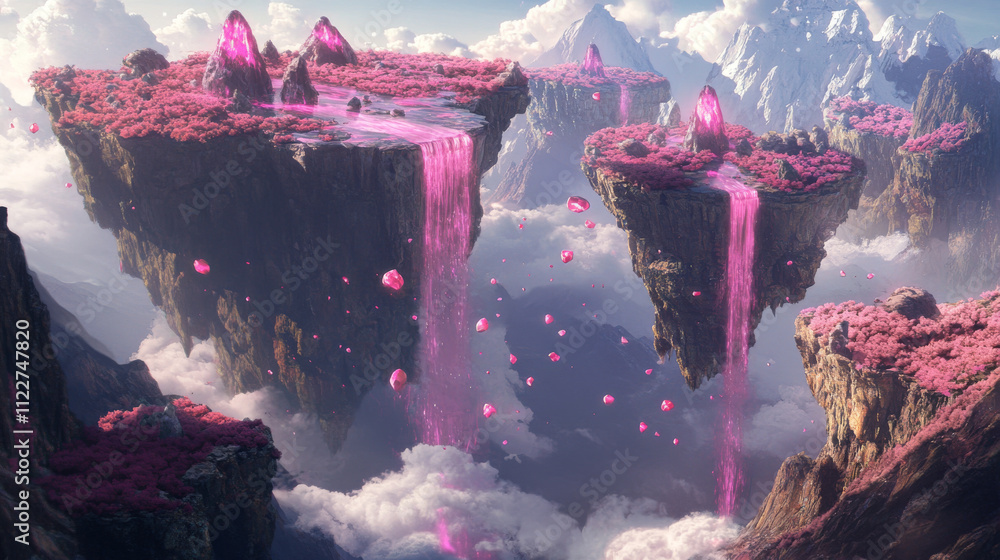 Flying land platforms, fantasy islands for 2d game design. Vector ...