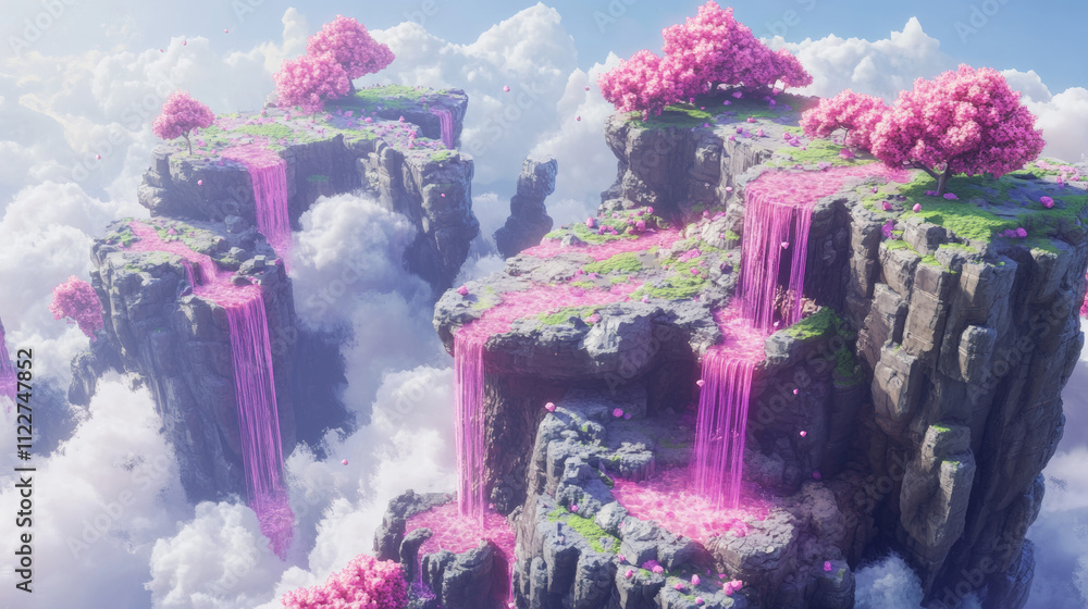 Flying land platforms, fantasy islands for 2d game design. Vector ...