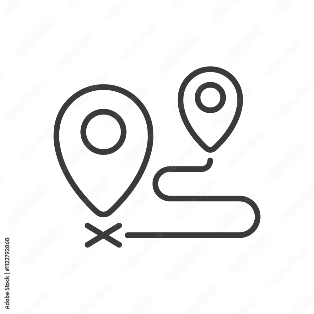 From Point to Point, icon in line design. Point, path, direction ...