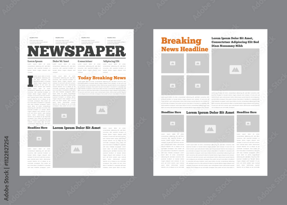Daily newspaper design template. Graphical layout newspaper template or ...