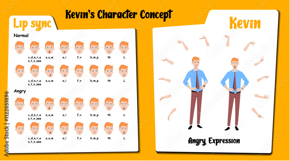 Angry male employee cartoon character AKA Kevin, men wearing an office ...