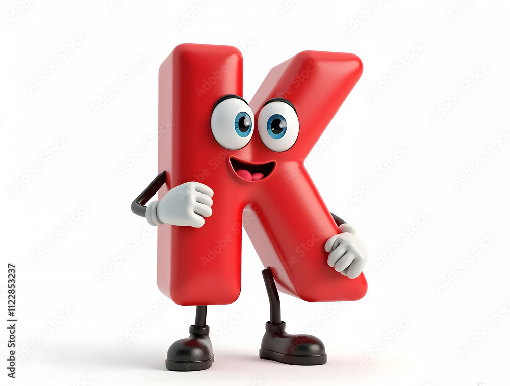 Cartoon Letter K Logo with Funny Eyes and Legs – Quirky Capital 3D ...