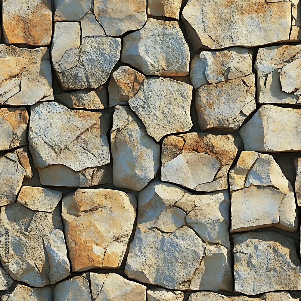 Natural sandstone wall texture with irregular shapes and warm tones ...