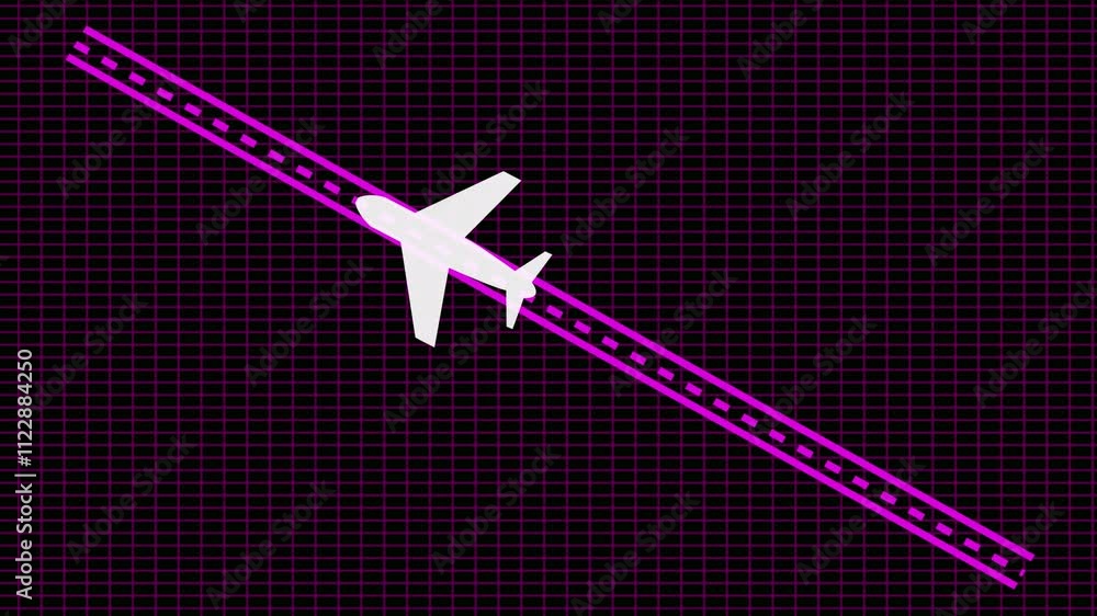 Airplane line path animation, air plane flight route with start point ...