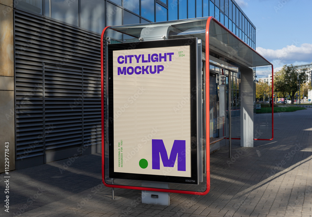 Citylight Poster on Bus Stop Mockup Stock Template | Adobe Stock