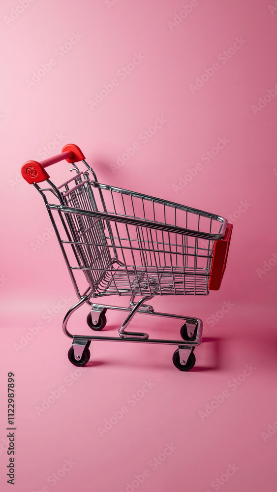 Empty Shopping Cart on Pink Background: Modern E-commerce Imagery for ...