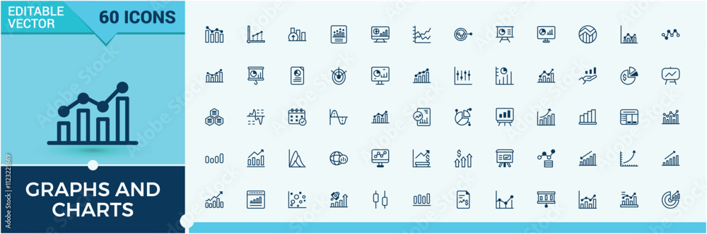 Graphs And Charts icon collection. Includes icons for money, charts ...