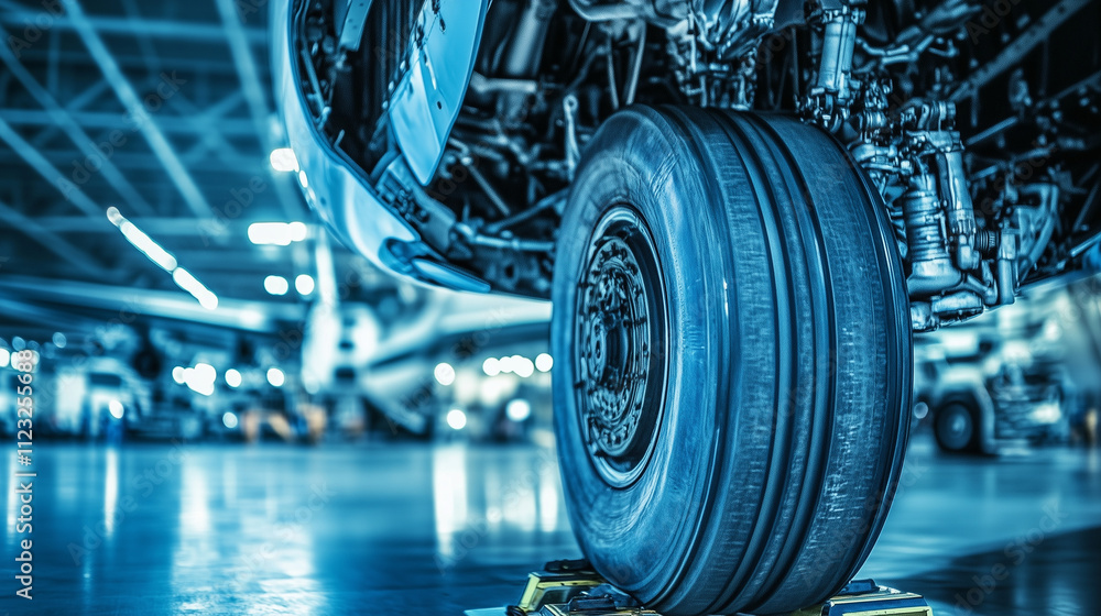 Airplane wheel compartment with mechanical components and hydraulic ...