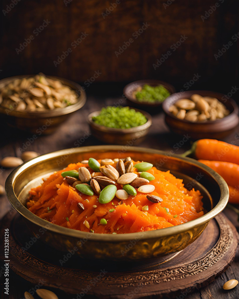 Ilustrace „gajar ka halwa, freshly grated carrots in gajar ka halwa ...