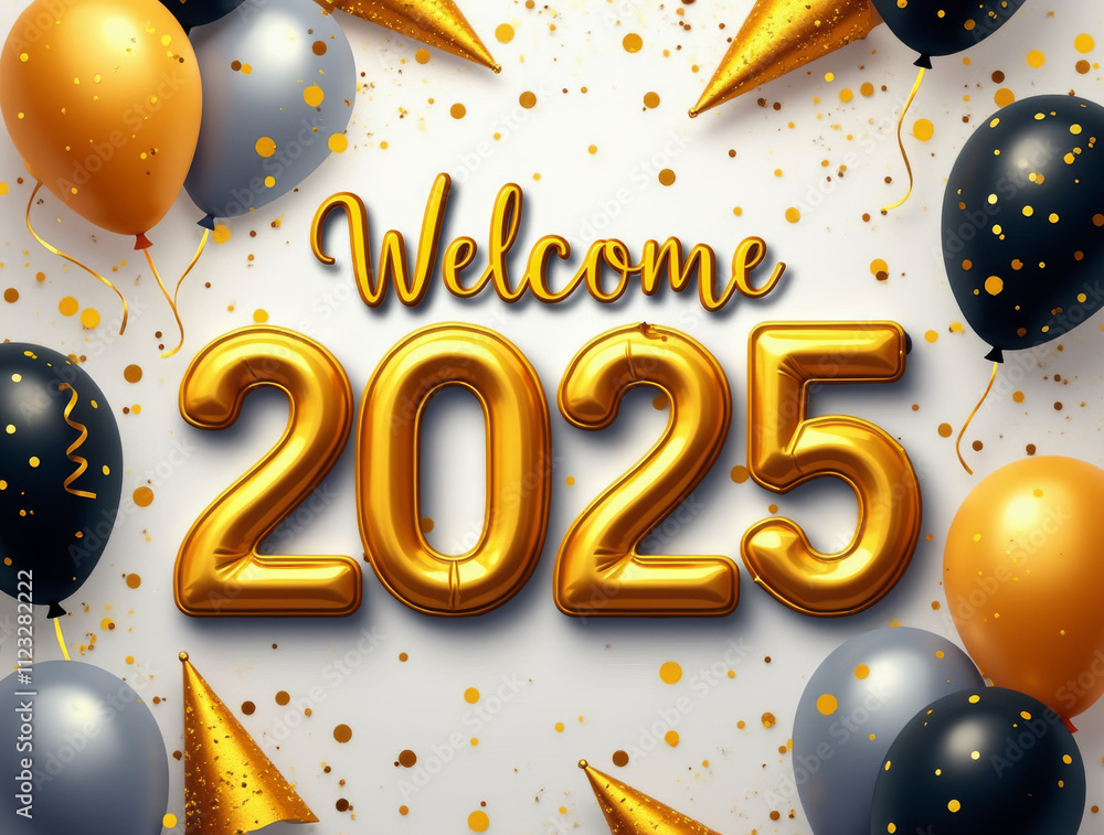 Welcome 2025: A Festive New Year Celebration Stock Photo | Adobe Stock