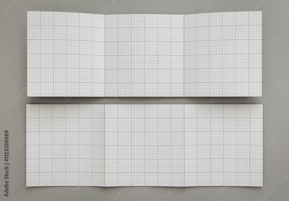 Square Trifold Open Brochure Inside and Outside Mockup Stock Template ...