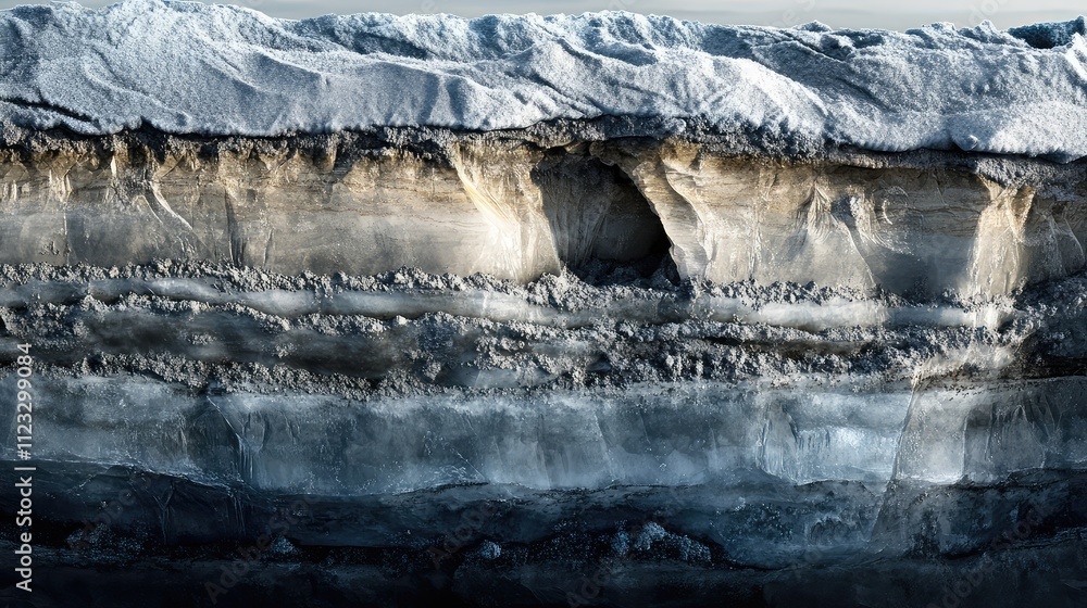 Photo & Art Print Layers of ancient ice exposed in a cross-section ...