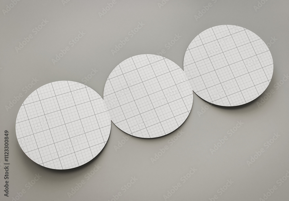 Circular Trifold Open Flyer Interior Mockup Stock Template | Adobe Stock