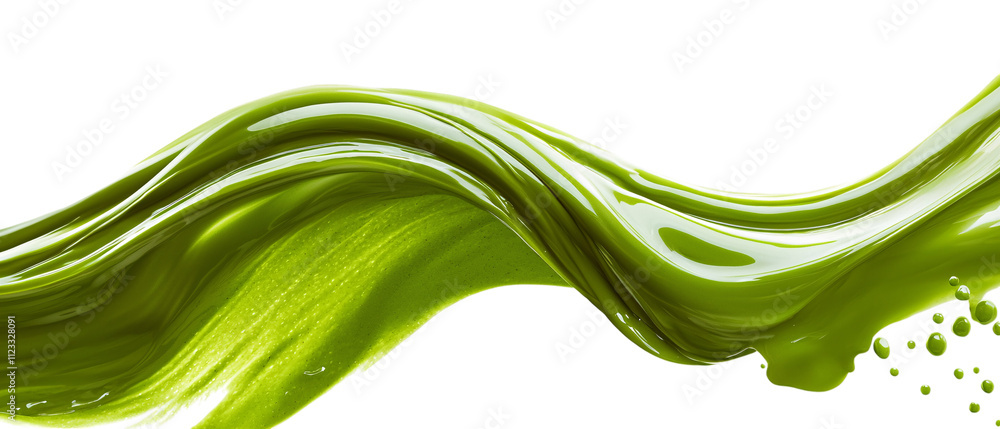 ภาพประกอบสต็อก vibrant green wave of flowing matcha cream, showcasing ...