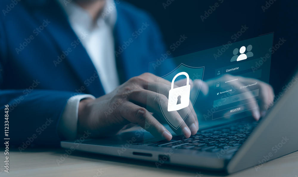 Cyber security internet network data privacy concepts. secure access to user personal ...