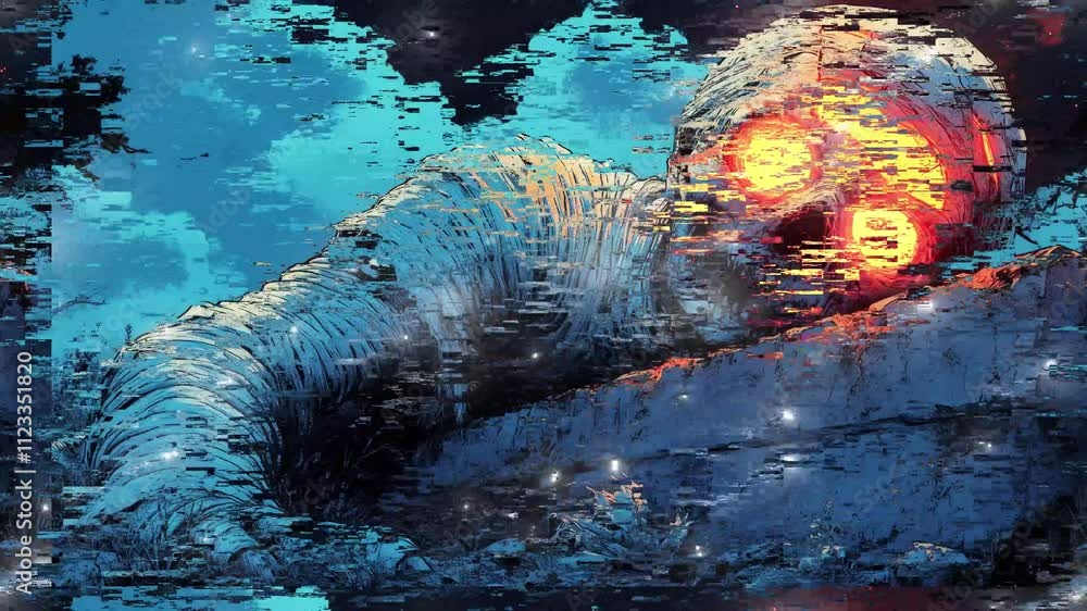 Eerie mummy rises from its stone tomb on a spooky Halloween night ...