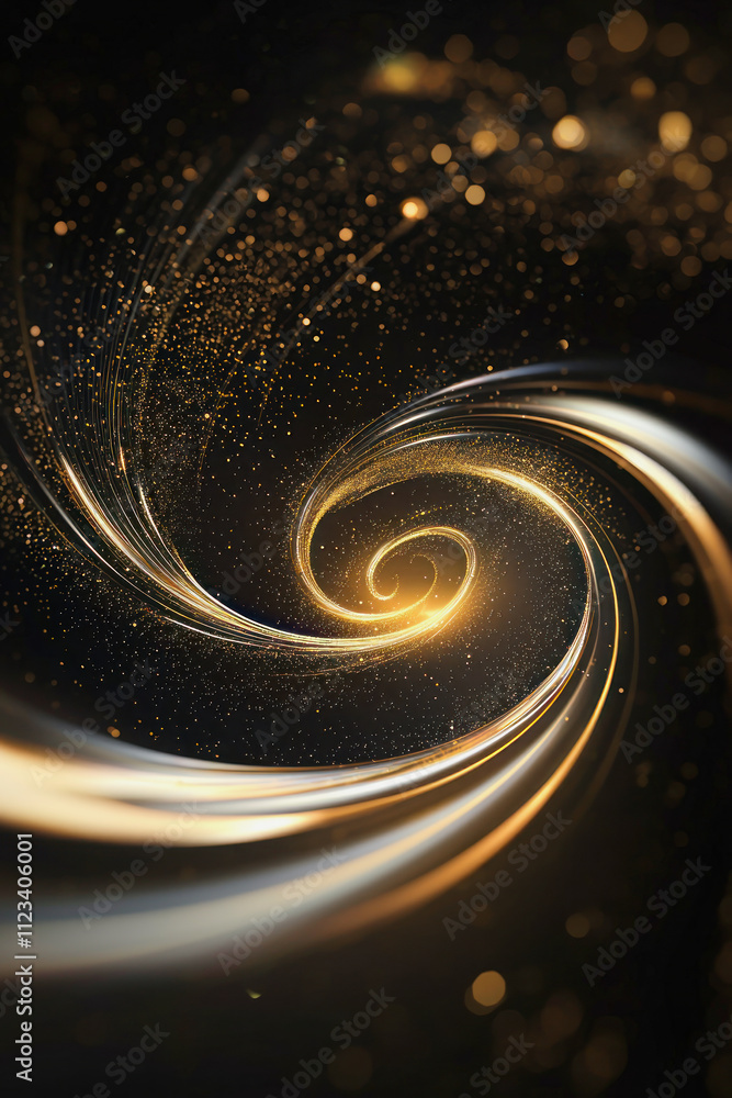 Conceptual design of a swirling golden vortex in digital art style ...