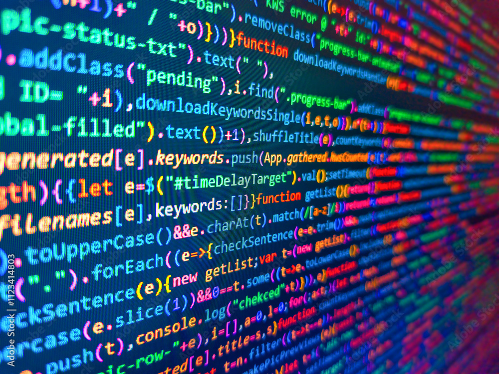 Programmer developer screen concept. Binary code abstract background. Computer technology ...