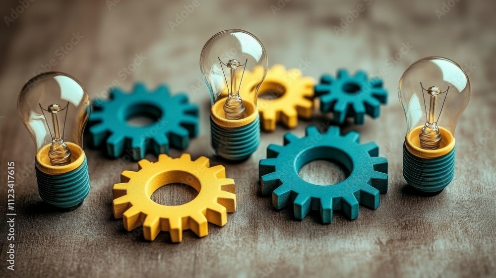 3D illustration of a designerâ€™s innovative mind with lightbulbs and ...