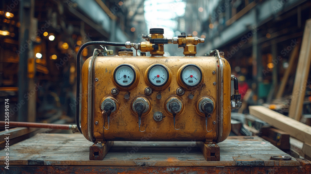 Portable air compressor set up outdoor construction area showcasing its ...