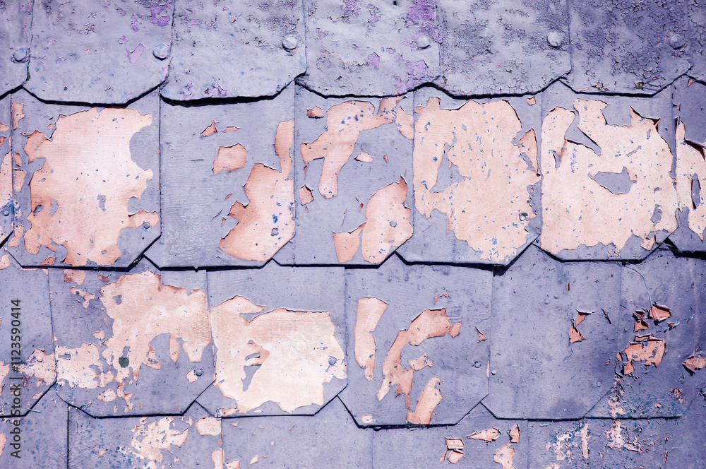 Old metal door made of forged metal plates, metal texture surface with ...