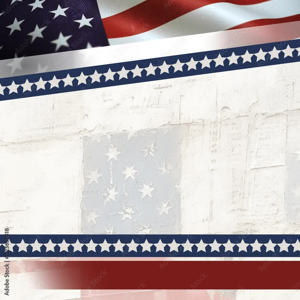 Patriotic American animated waving flag square video background. USA ...