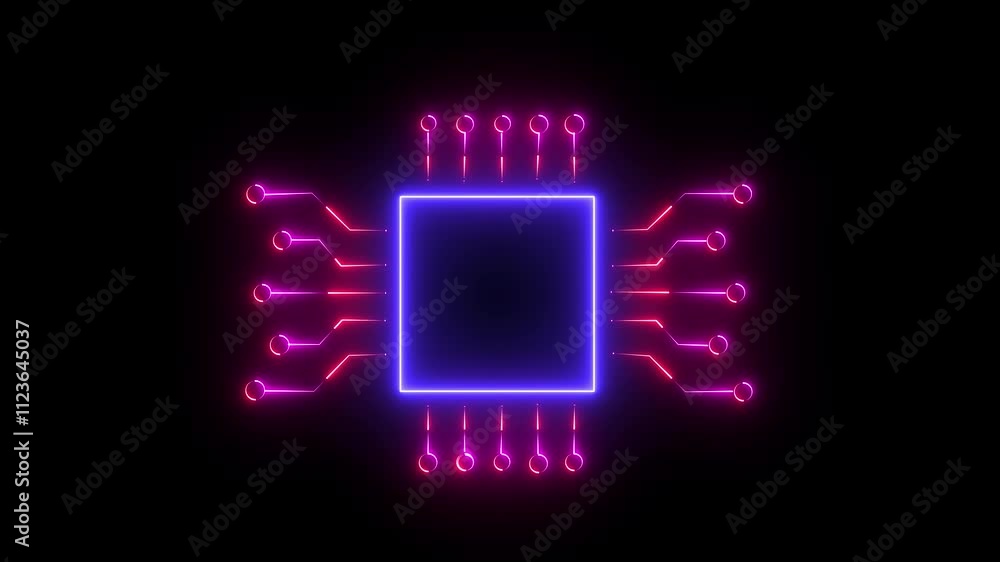 Animated Circuit board technology background, PCB with free copy space for text or logo. Alpha ...